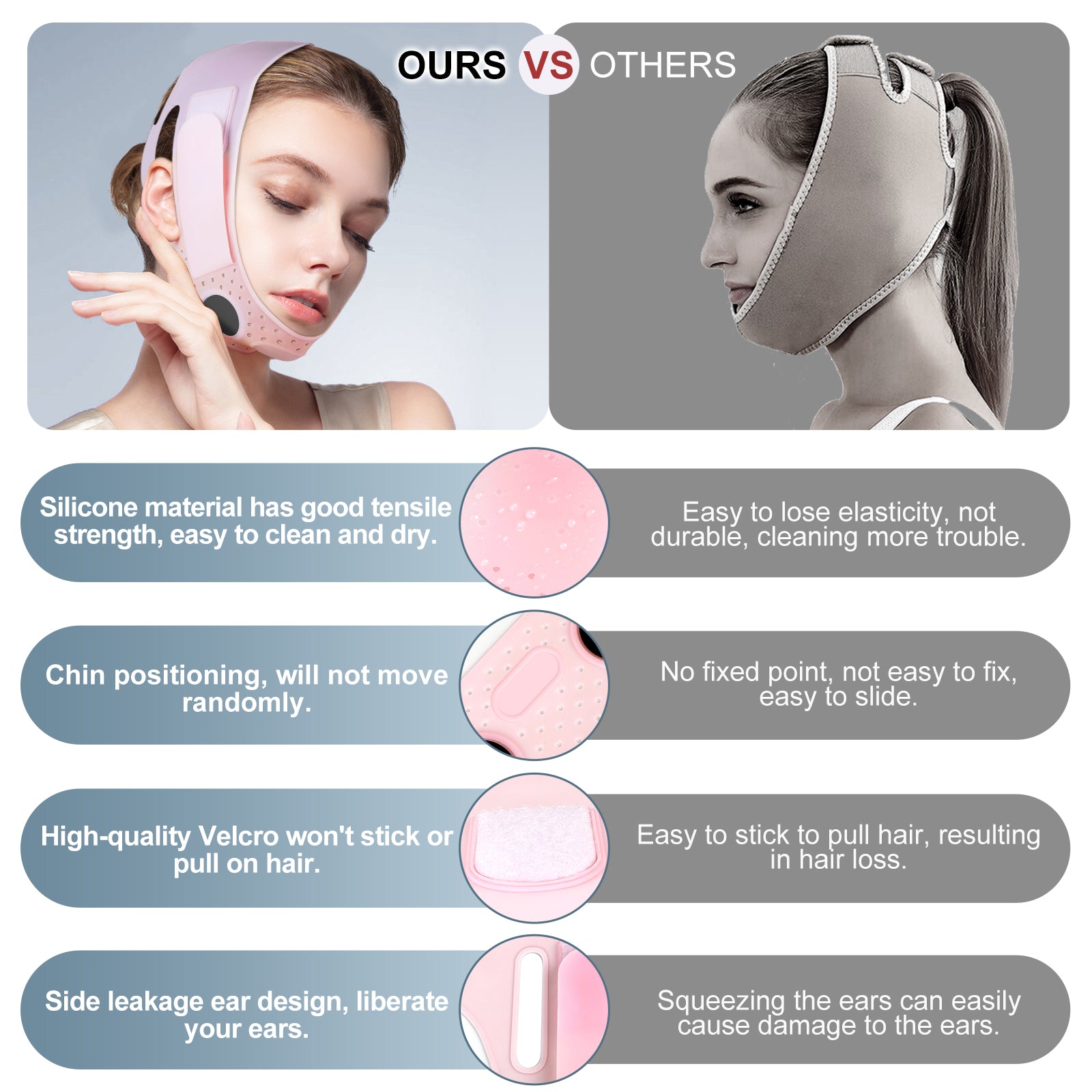 JUSRON V Line Face Strap, Soft Silicone Chin Strap for Women and Men ...